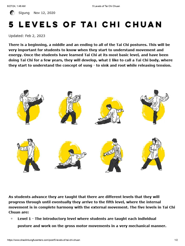 Understanding 5 Levels of Tai Chi Chuan | PDF | Tai Chi | Yin And Yang