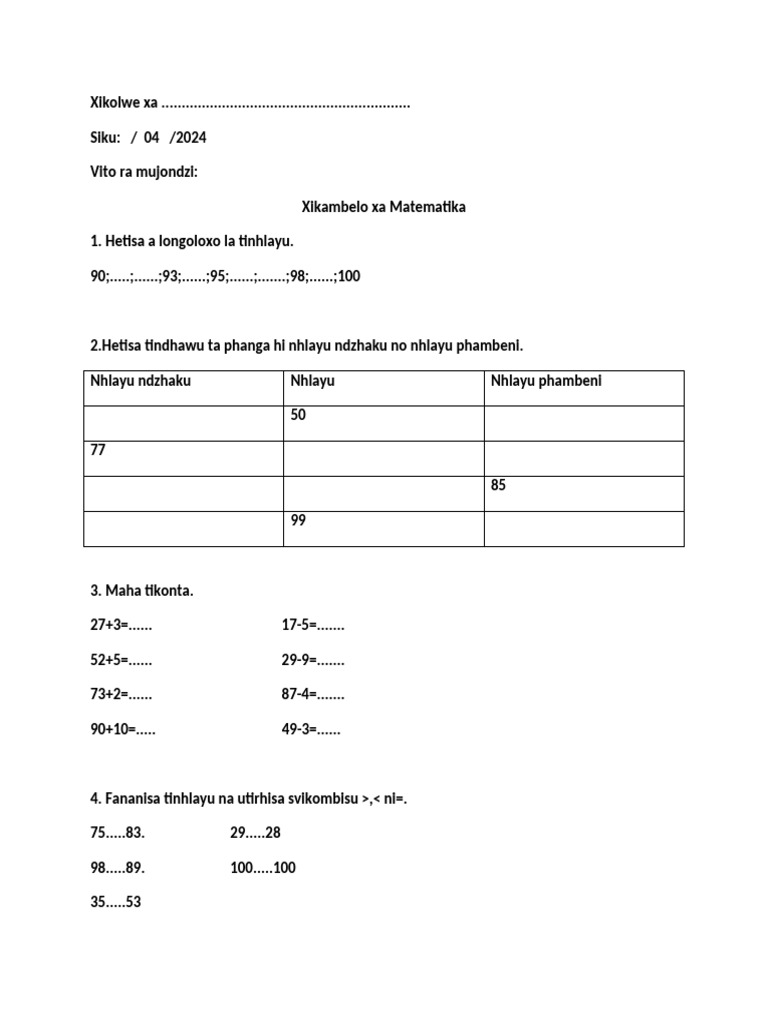 At de 2a Kalasi Matematika | PDF
