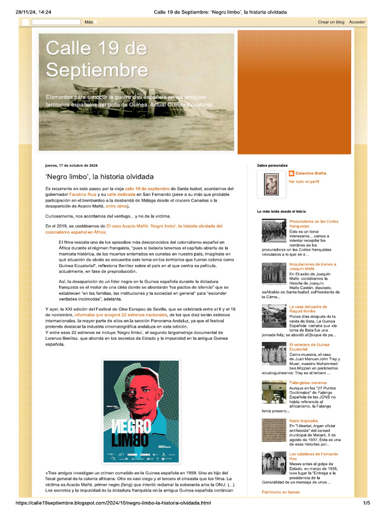 Negro Limbo', La Historia Olvidada | PDF
