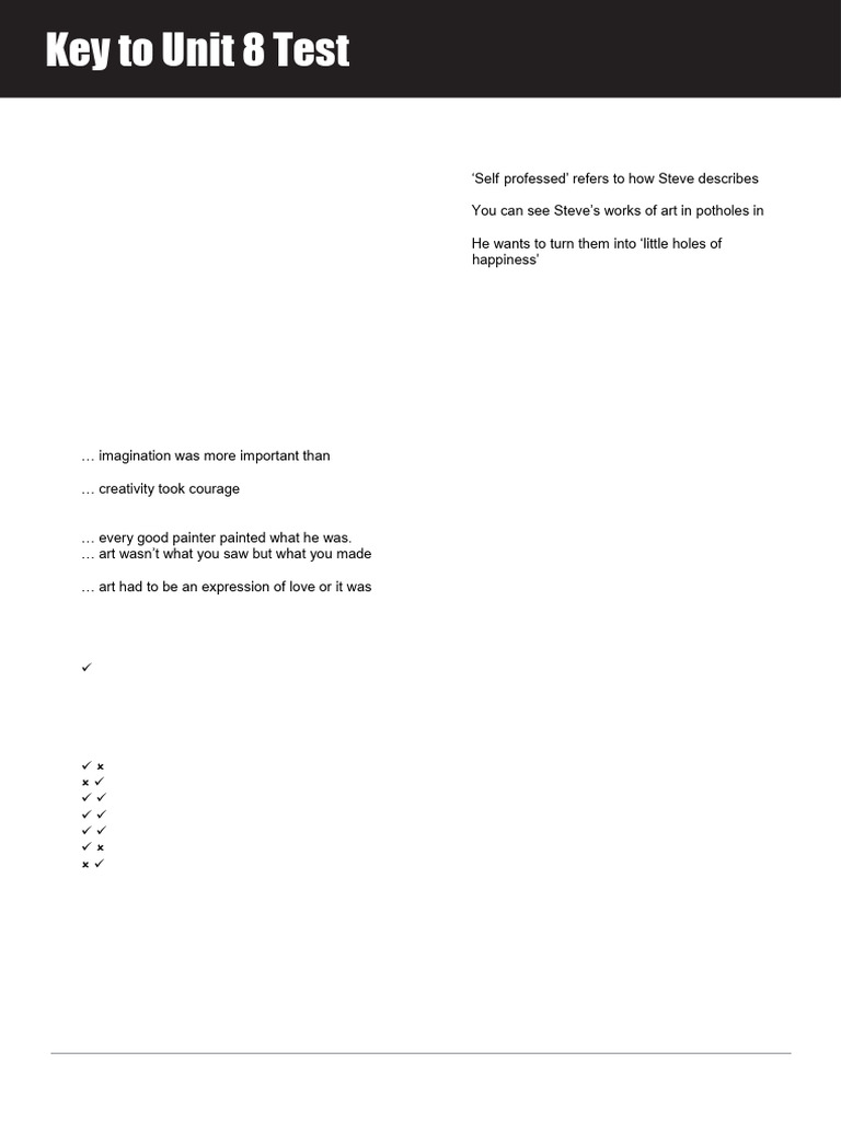 Impact Level 4 Unit 8 Test Answerkey 0 | PDF