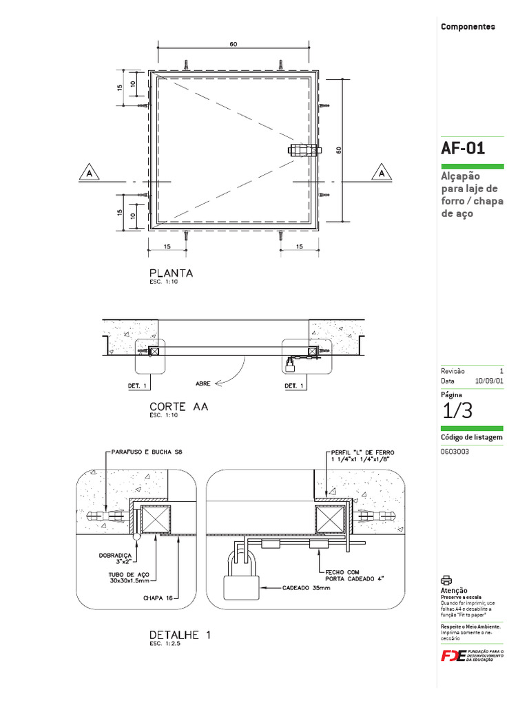 AF-01 Alçapão para Laje de Forro Chapa de Aço | PDF | Galvanização ...