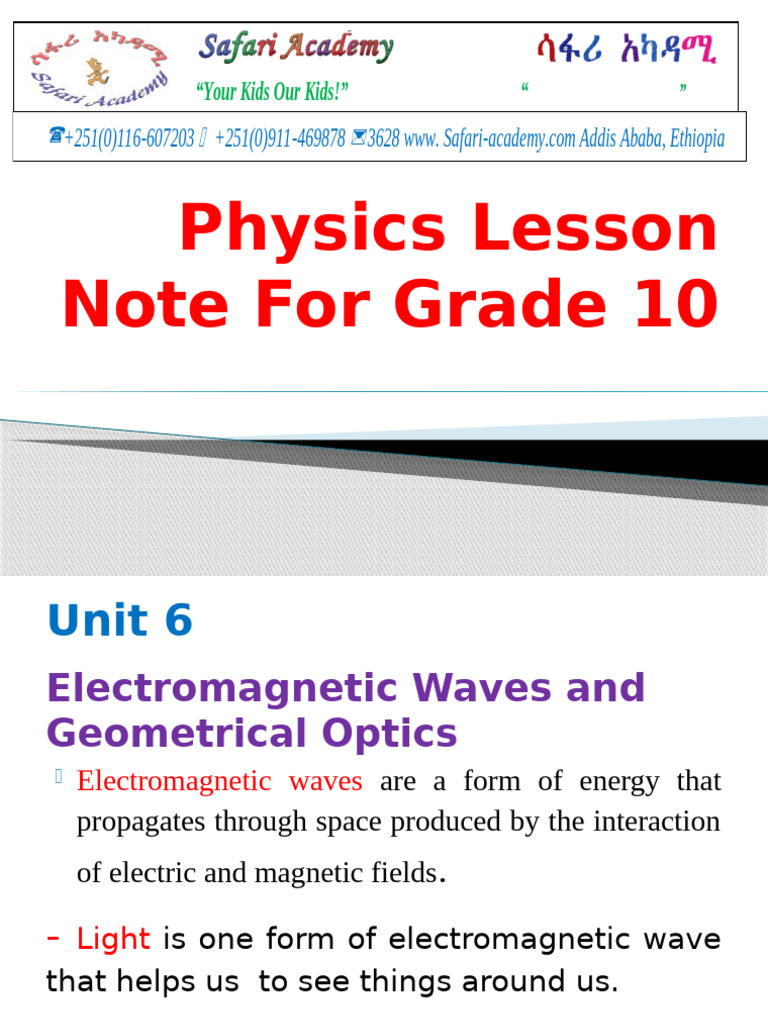 Grade 10 Physics: EM Waves & Optics | PDF | Waves | Electromagnetic ...