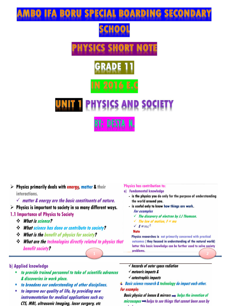 Physics Grade 11 Note | PDF | Acceleration | Velocity