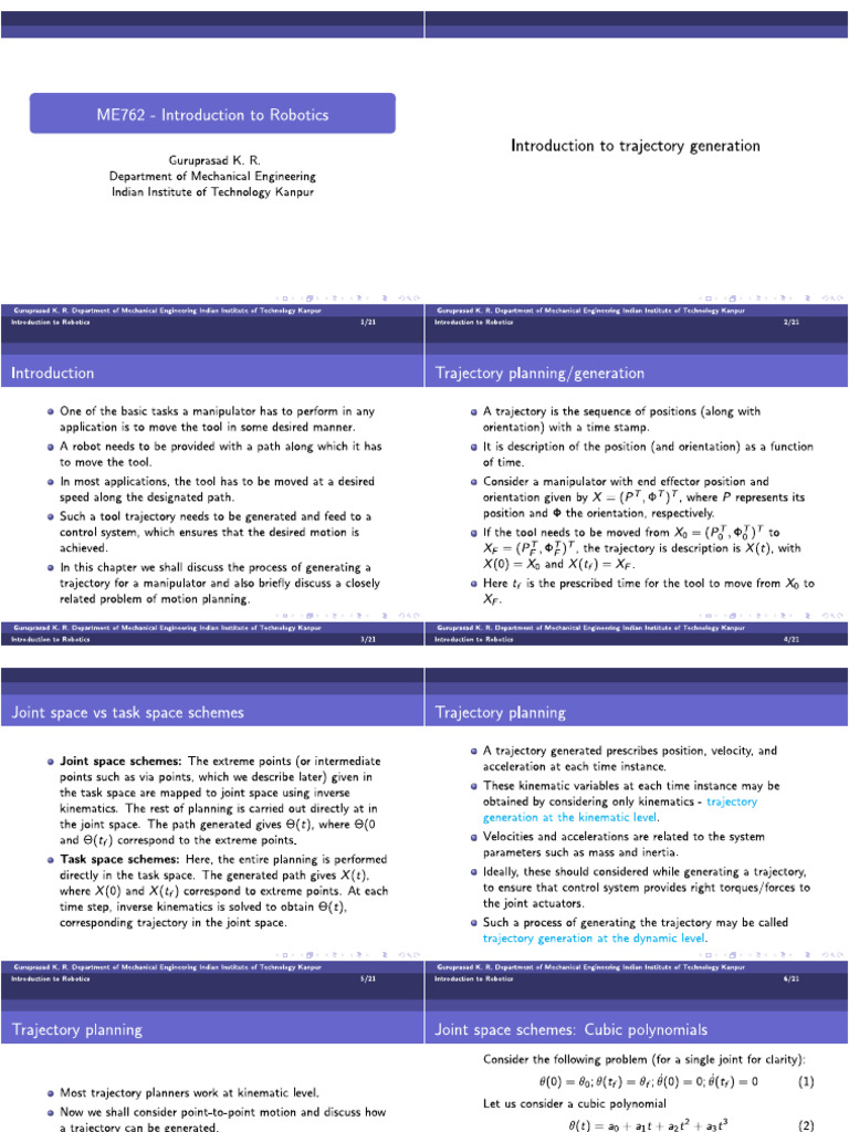 ME762 Trajectory Planning Handouts | PDF