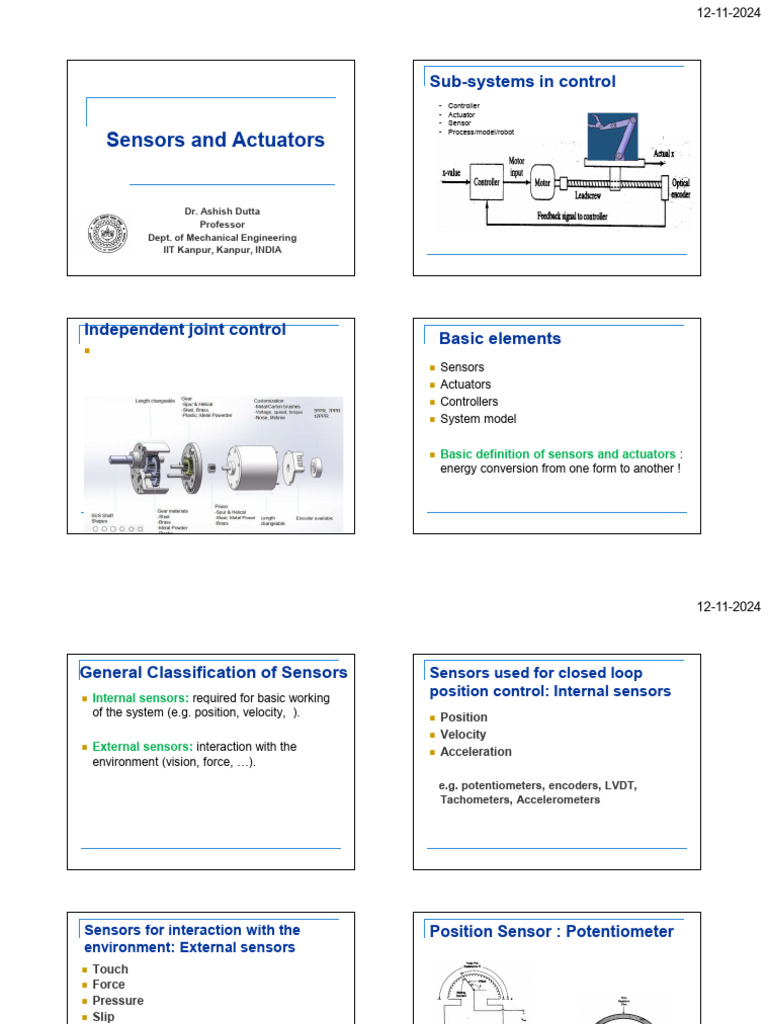 Sensors and Actuators Overview | PDF | Actuator | Electric Motor