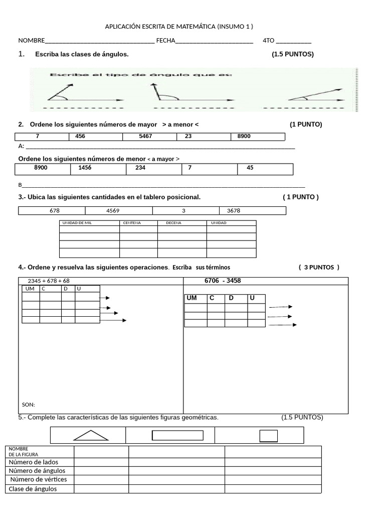 Actividades de Matemáticas para 4to Grado | PDF