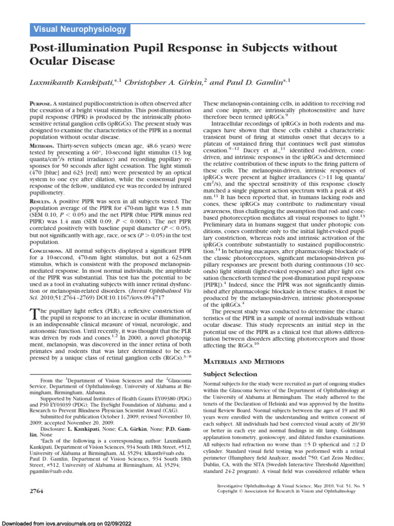 2010 Kankipati Post-Illumination Pupil Response in Subjects Without Ocular Disease | PDF ...