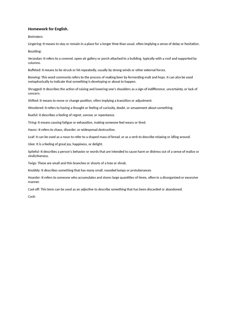 Homework For English | PDF