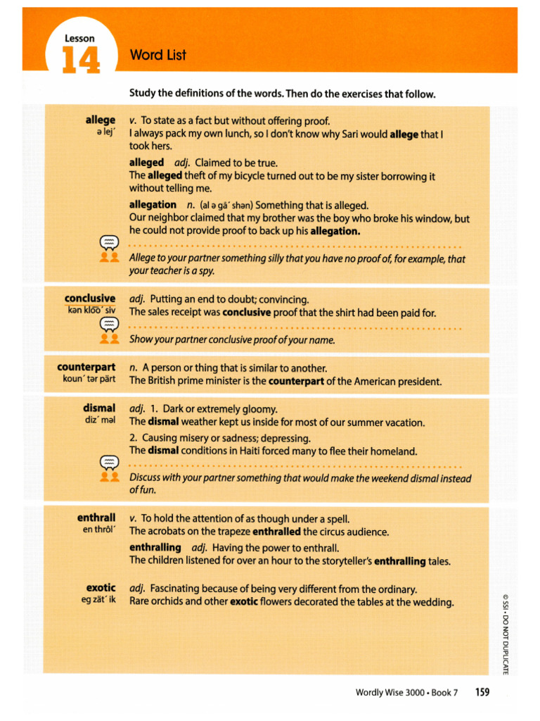 Wordly Wise 7 - Lesson 14 | PDF