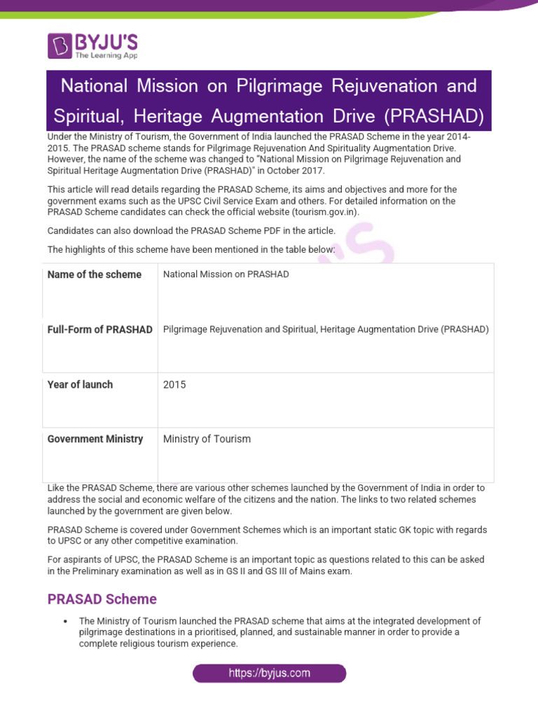 National Mission On Pilgrimage Rejuvenation and Spiritual Heritage ...