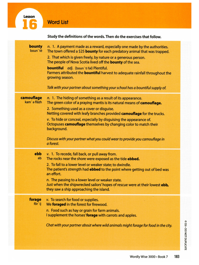 Wordly Wise 7 - Lesson 16 | PDF