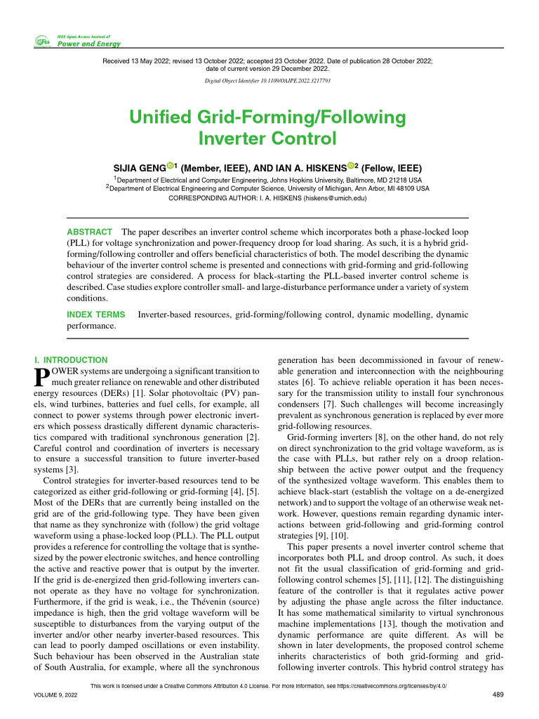 Unified Grid-Forming Following Inverter Control | PDF | Power Inverter ...