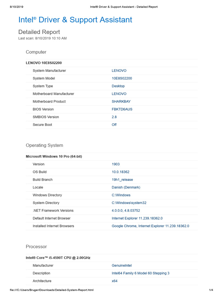 Intel® Driver & Support Assistant - Detailed Report | PDF | Computer ...