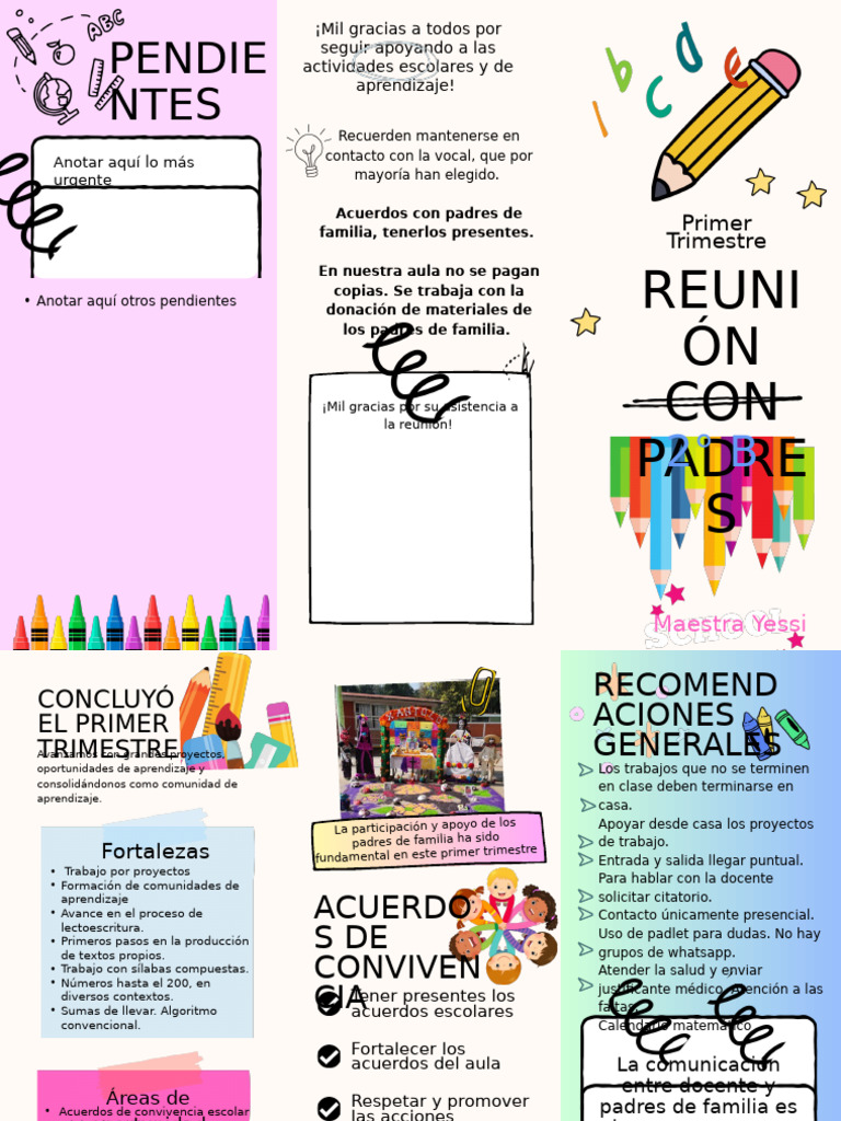Tríptico Padres de Familia Editable | PDF | Salón de clases | Cognición