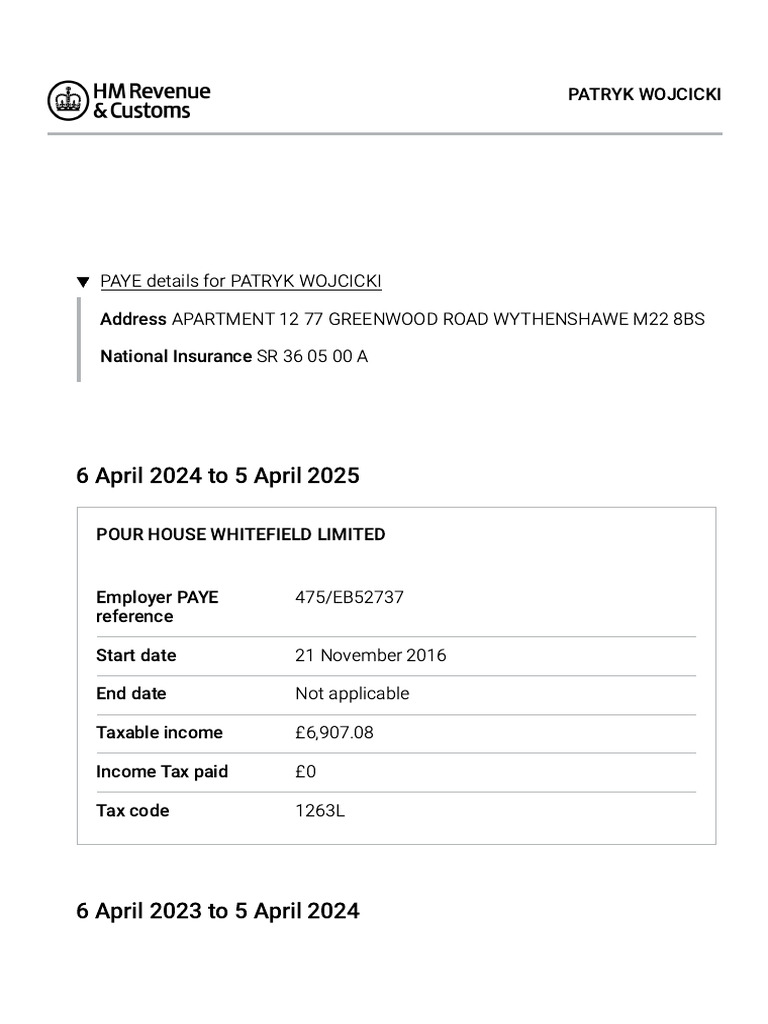Income Tax History - Check Your Income Tax - GOV - UK | PDF