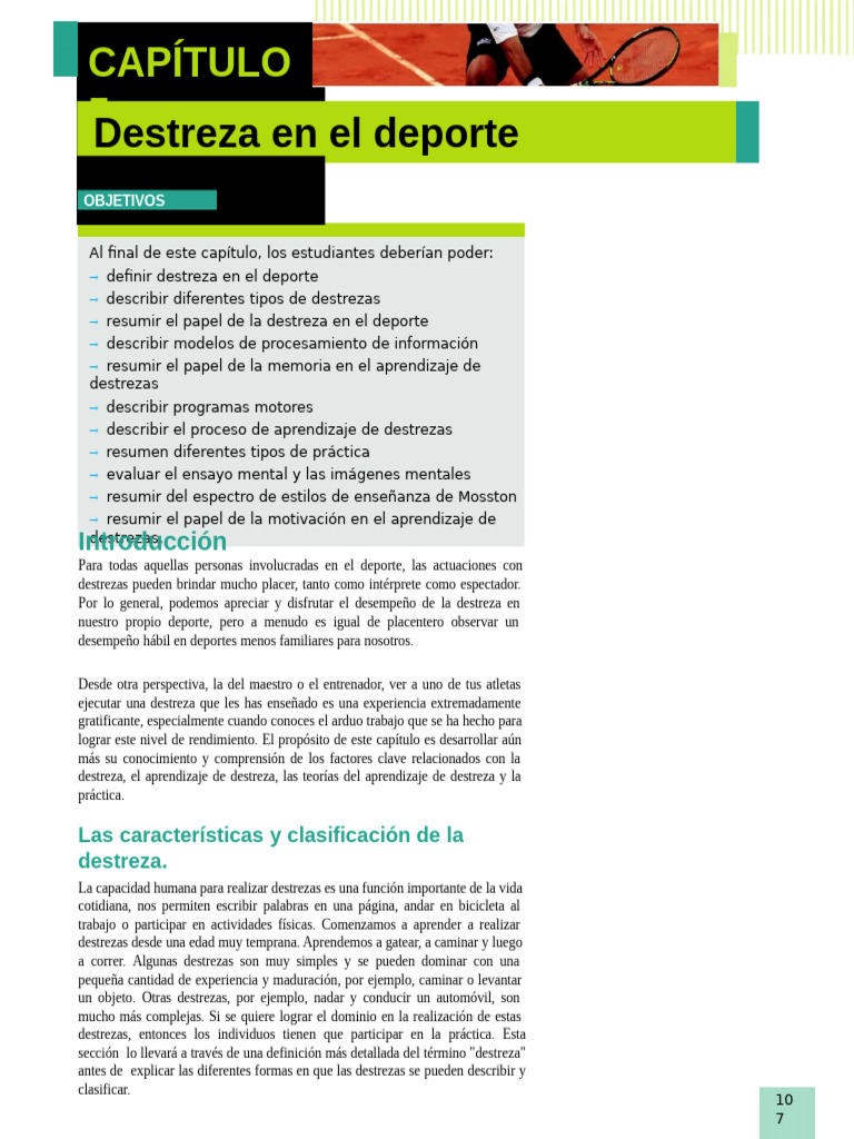 Destreza en el Deporte: Definición y Tipos | PDF | Aprendizaje | Sentidos