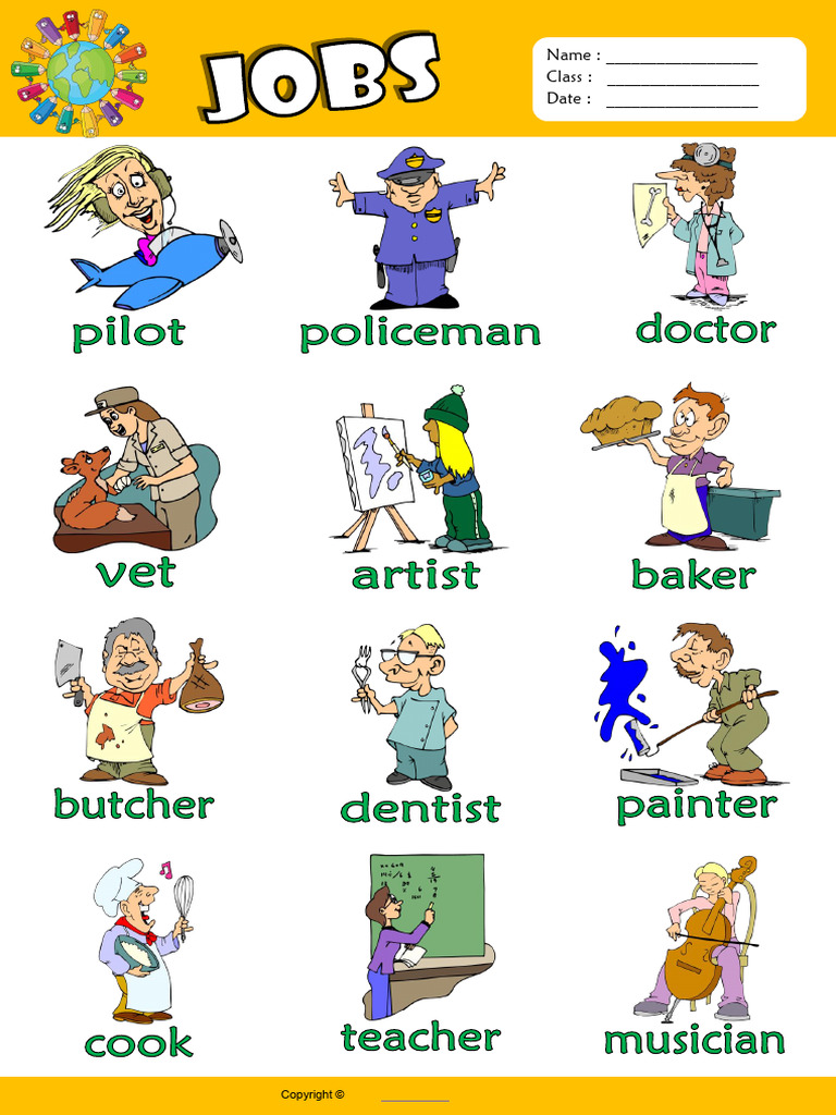 Jobs Esl Picture Dictionary For Kids | PDF