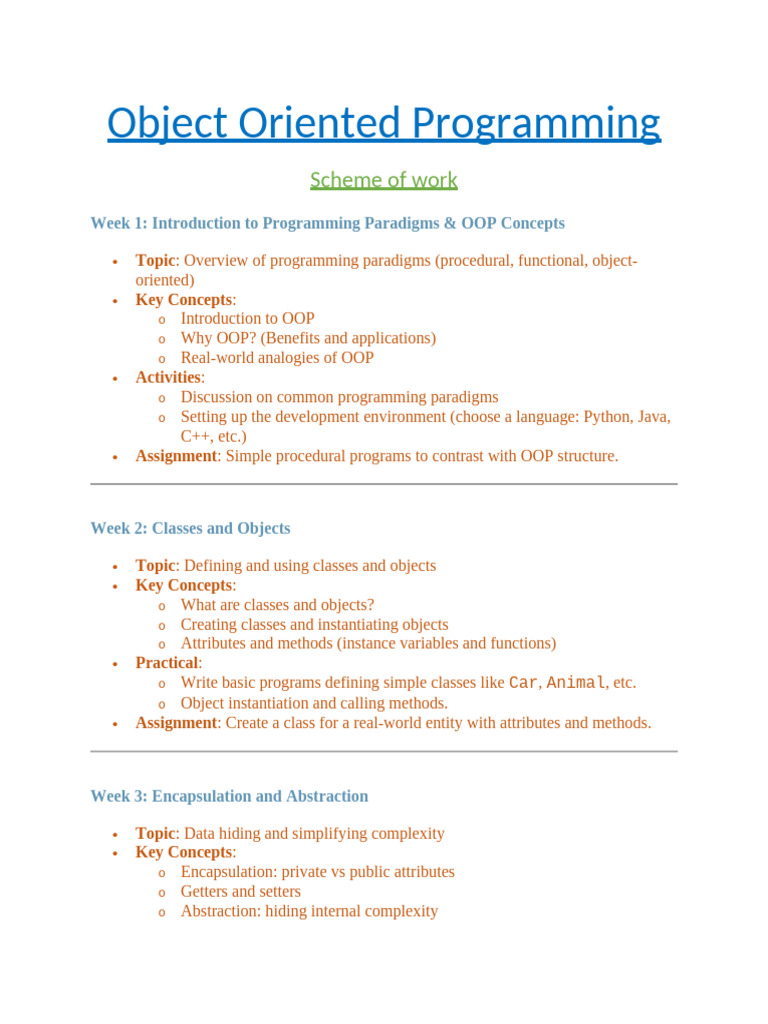 Object Oriented Programming Oop Pdf Method Computer Programming Class Computer