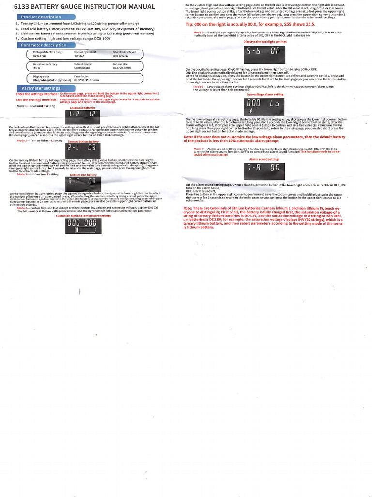 6133 Battery Gauge Instruction Manual | PDF