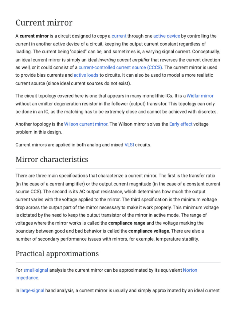 Current Mirror - Wikipedia | PDF | Bipolar Junction Transistor ...