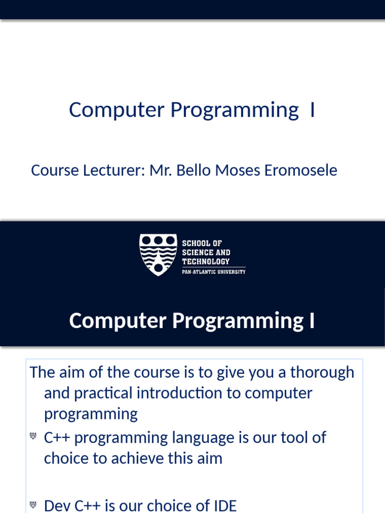 CSC201 Lecture 1 Slide1 | PDF | C++ | Computing