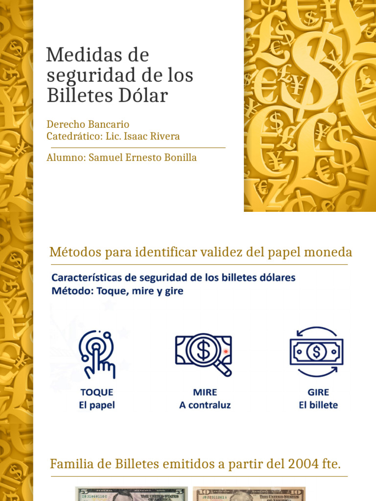 Medidas de Seguridad de Los Billetes Dólar | PDF