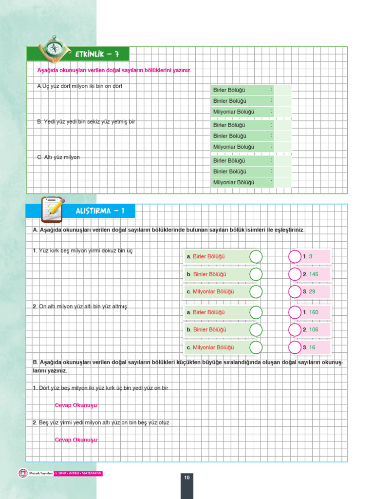 5.sınıf İNTRO Matematik Defter Kitap - Ornek | PDF 5.sınıf İNTRO Matematik Defter Kitap - Ornek | PDF