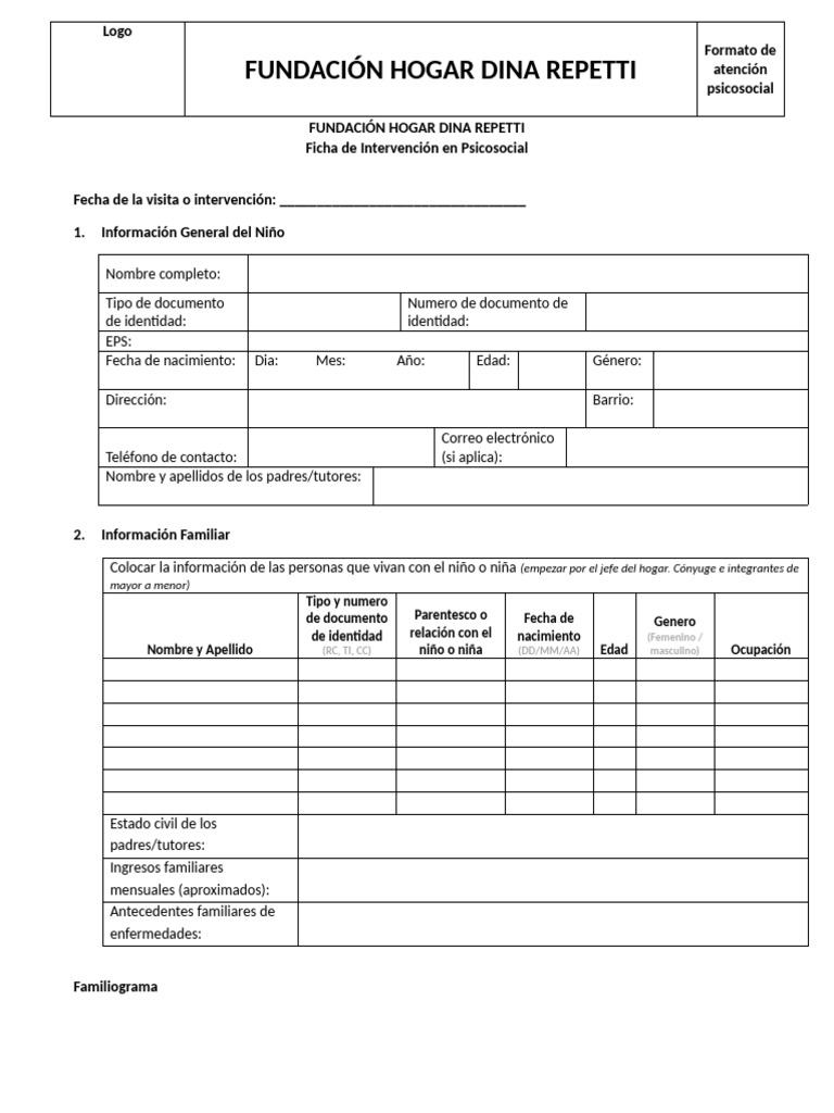 Formato TS Fundación Hogar Dina Repetti | PDF