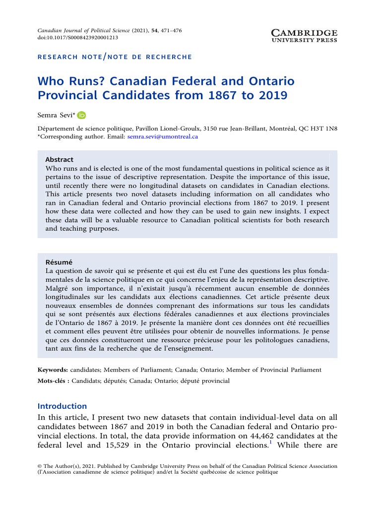 Canadian Election Candidates Data 1867-2019 | PDF | Elections | Government