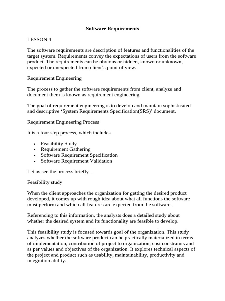 Lesson 4 Software Requirement | PDF | Modular Programming | Performance Indicator