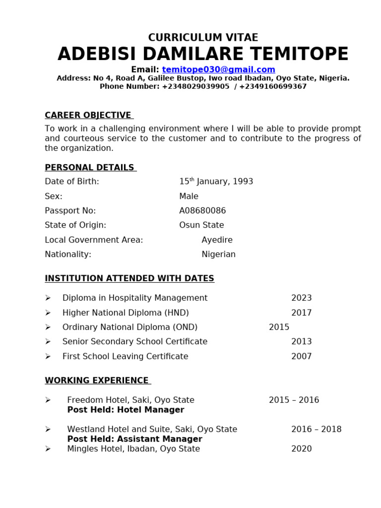 My New CV Damilare | PDF