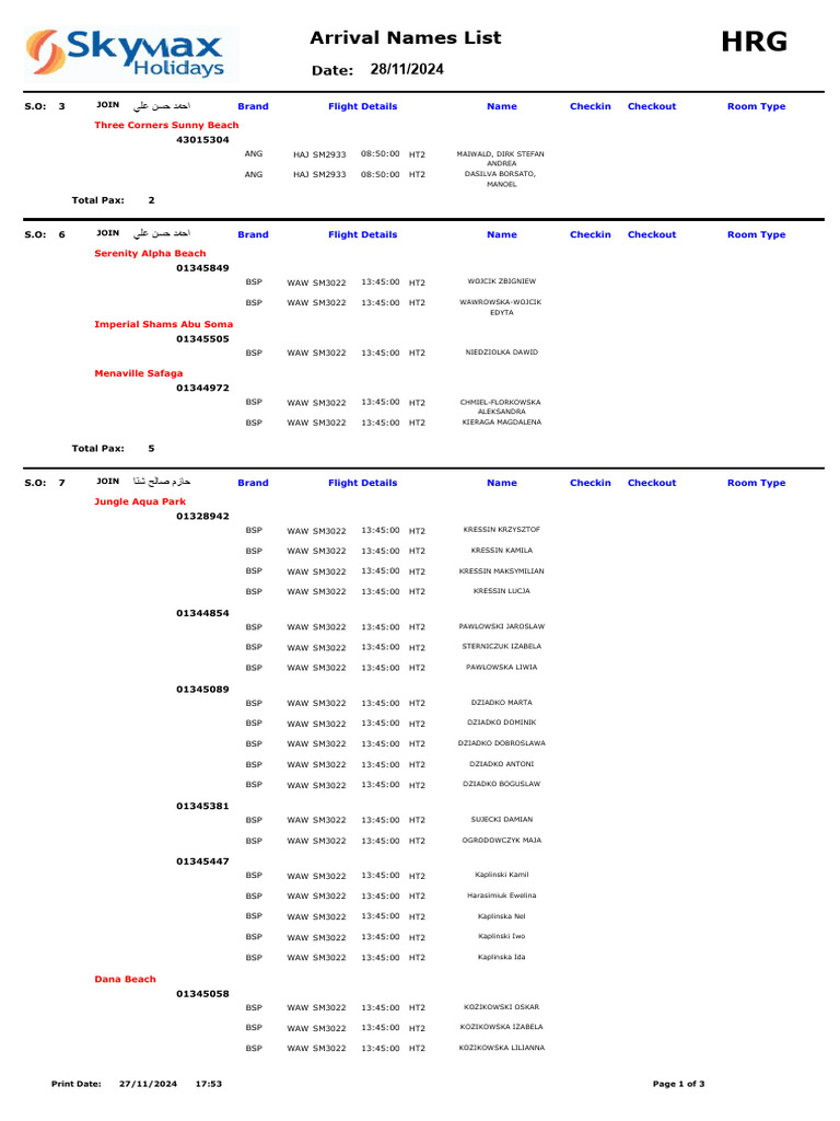 Update Arr & Dep Names 28.11.2024 | PDF