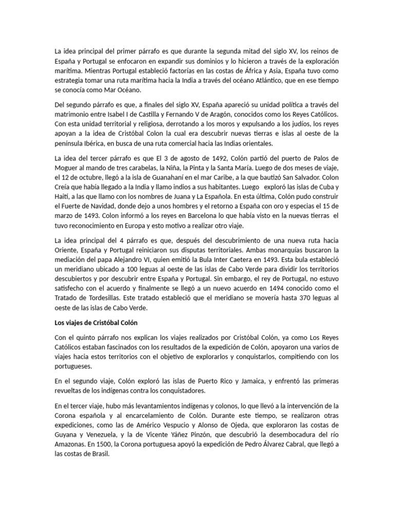 La Idea Principal Del Primer Párrafo Es Que Durante La Segunda Mitad ...