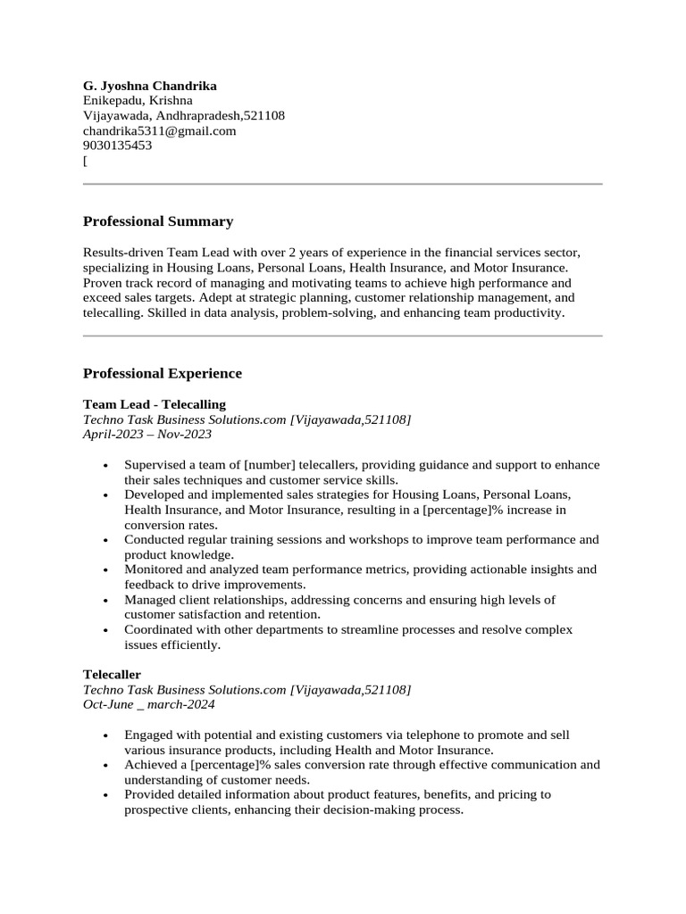 Team Lead at Techno Task Vijayawada | PDF | Customer Relationship ...
