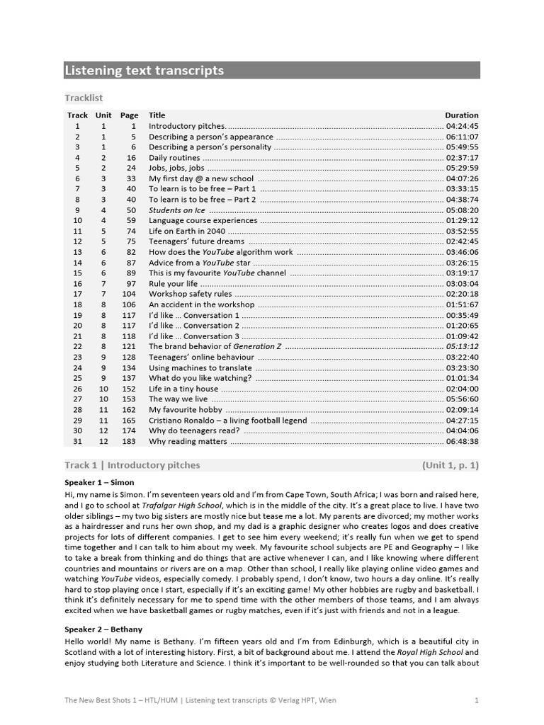 Listening Text Transcripts for Students | PDF | Arctic | English Language
