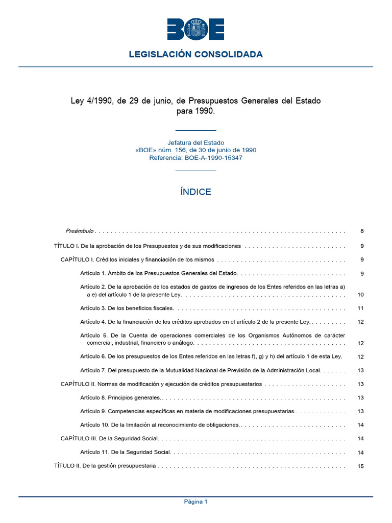 BOE A 1990 15347 Consolidado | PDF | Presupuesto | Balance presupuestario del gobierno
