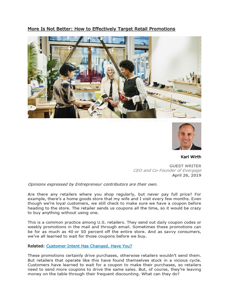 More Is Not Better - How To Effectively Target Retail Promotions | PDF ...