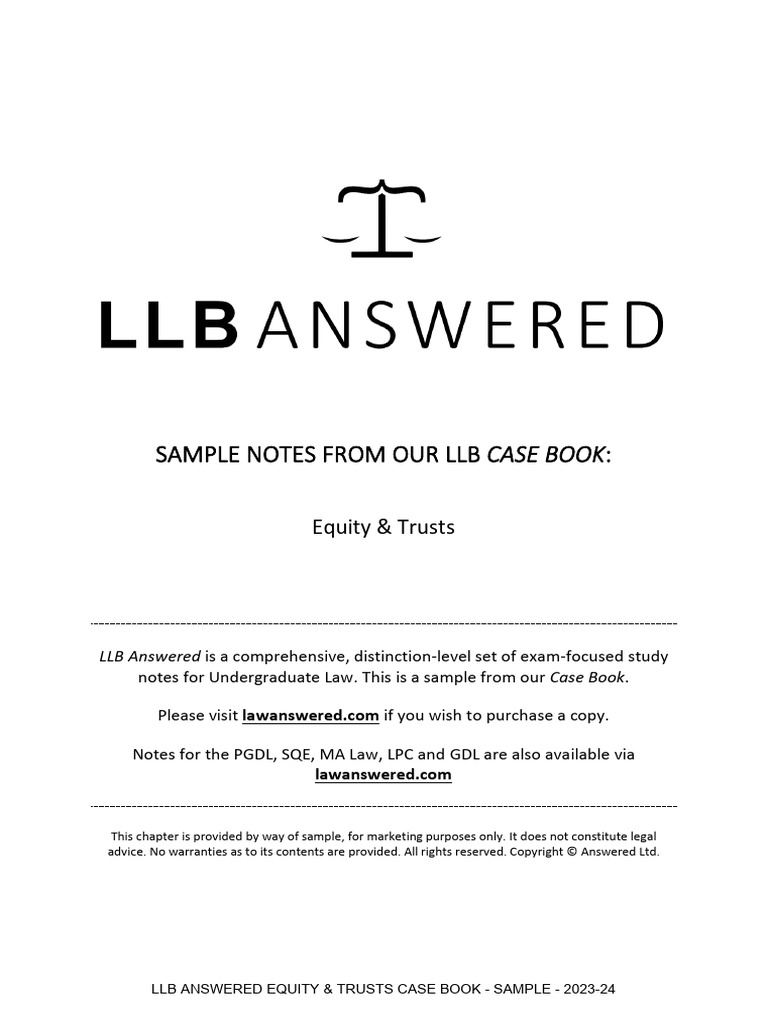 LLB Equity & Trusts Case Book Sample | PDF | English Trust Law | Fiduciary