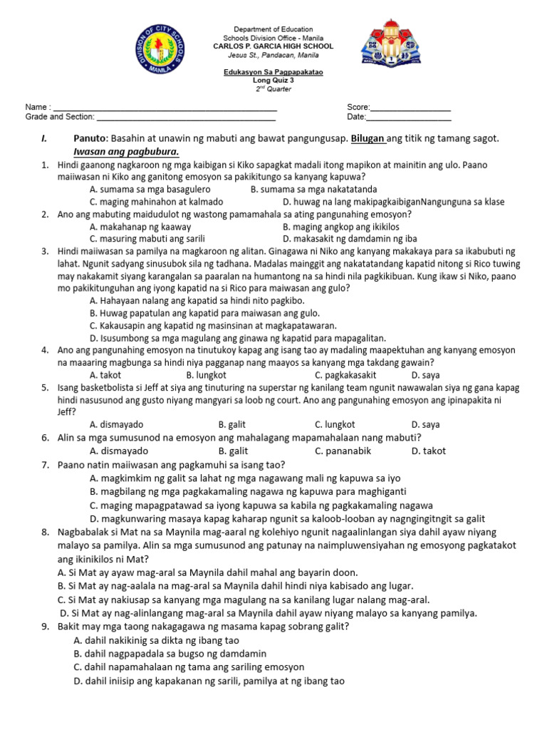 Long Quiz 3 | PDF