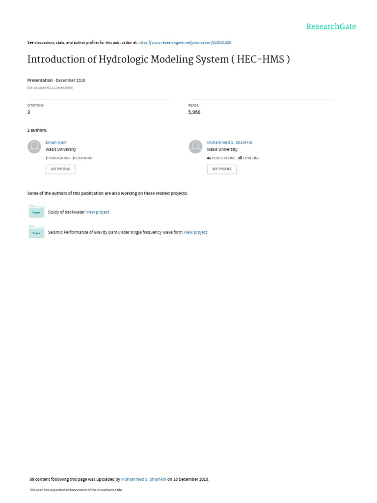 Hydrologic Modeling System | PDF | Drainage Basin | Discharge (Hydrology)