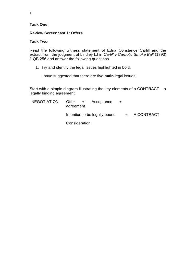 SLW 1 - Offer and Invitation To Treat Possible Approaches - 702089776 | PDF | Justice | Crime ...