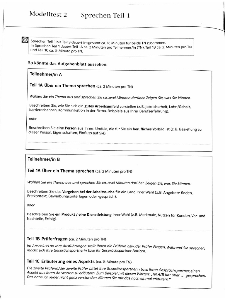 DTB B2 Mündliche Prüfung 2 | PDF