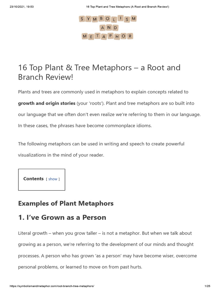 "Top 16 Plant & Tree Metaphors" | PDF | Trees | Leaf