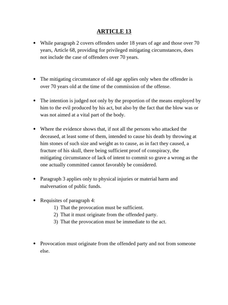 ARTICLE 13 Mitigating Circumstances | PDF | Plea | Confession (Law)