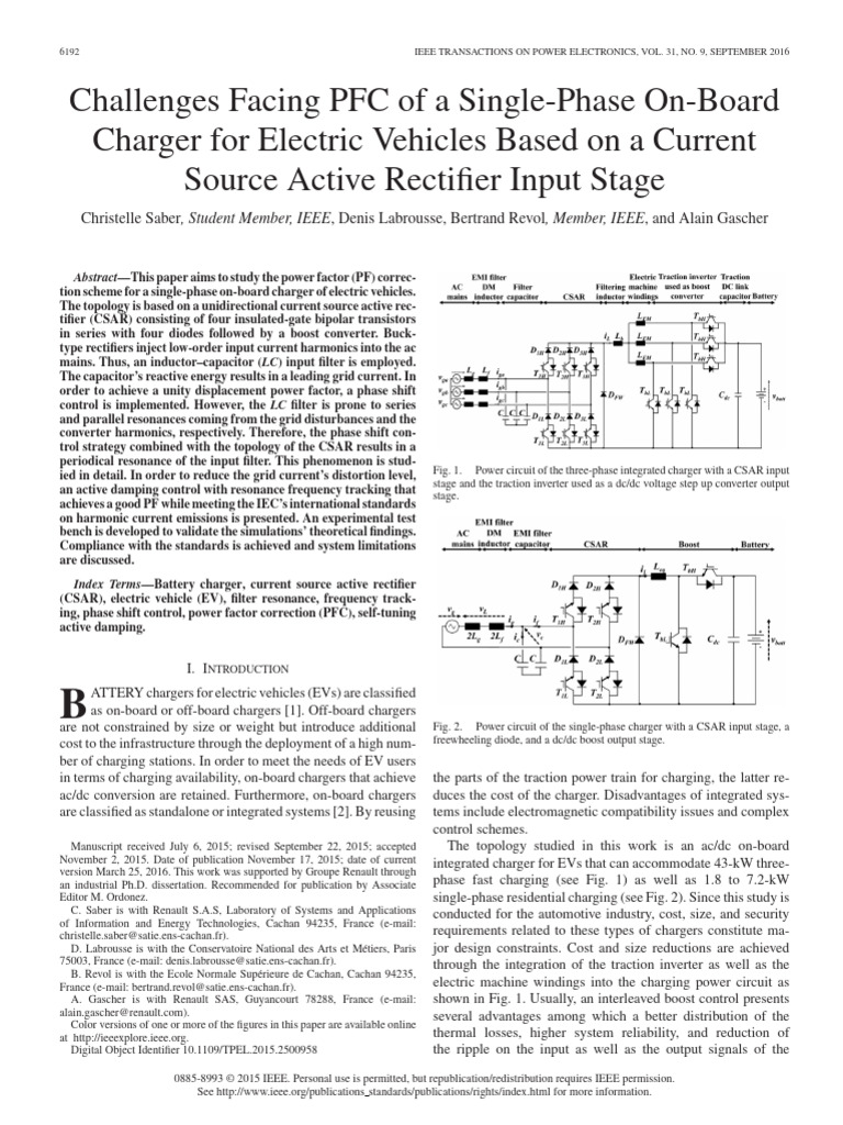 Challenges Facing PFC of A Single-Phase On-Board Charger For Electric ...