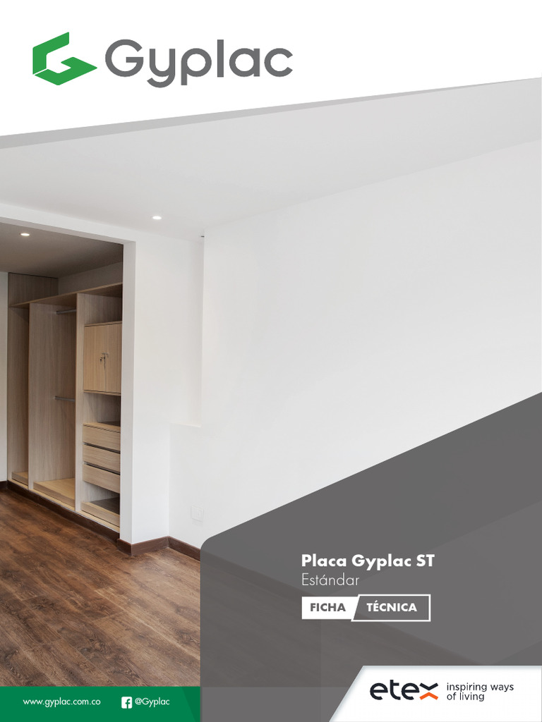 Ficha Técnica Placa Gyplac ST Estándar | PDF | Materiales | Ingeniería ...