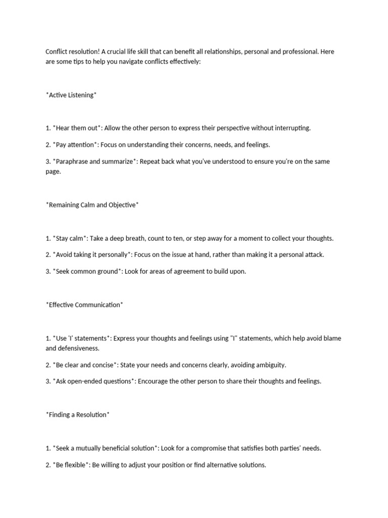 Conflict Resolution | PDF