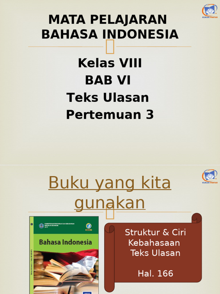 Bindo 8 Bab 6 Teks Ulasan, Pertemuan 3 | PDF