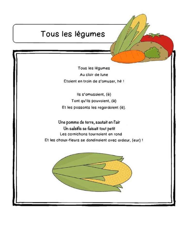 Comptine Tous Les Légumes PDF | PDF