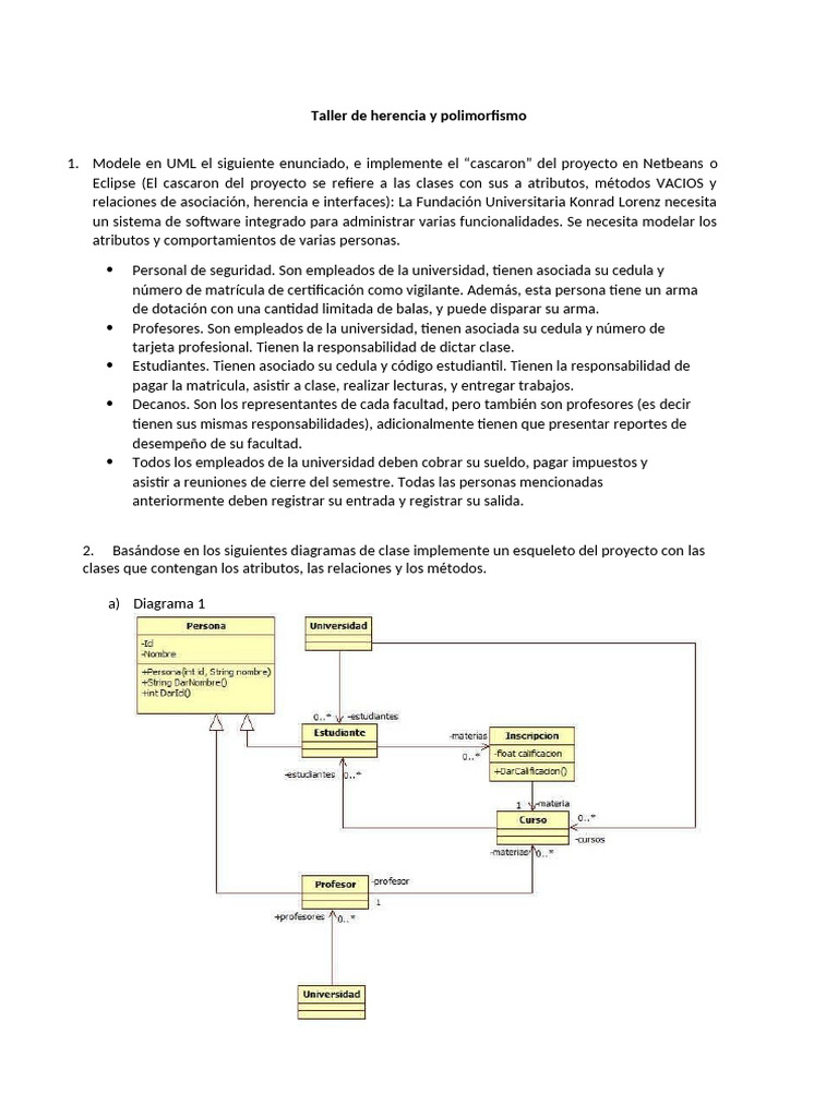 Taller Herencia y Polimorfismo | PDF | Lenguaje de modelado unificado ...